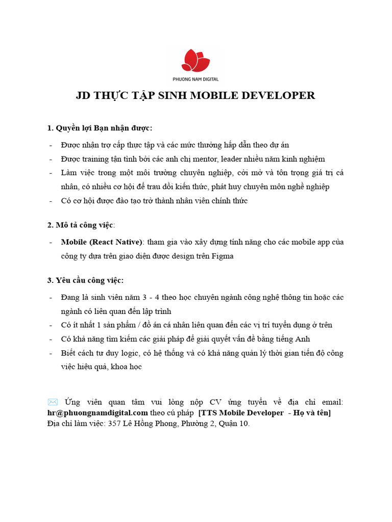 JD TTS Mobile Developer | PDF