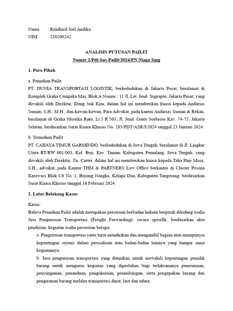 Analisis Putusan Pailit Finale | PDF