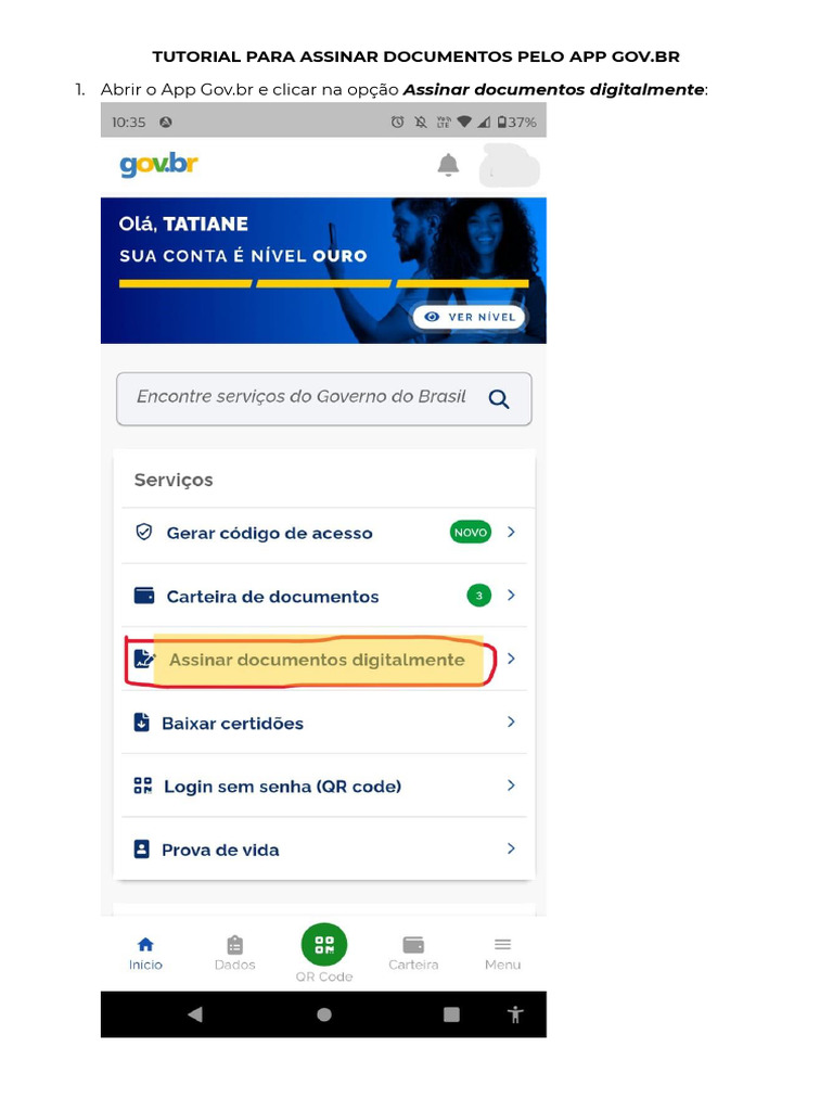 Tutorial para Assinar Documentos Pelo App | PDF