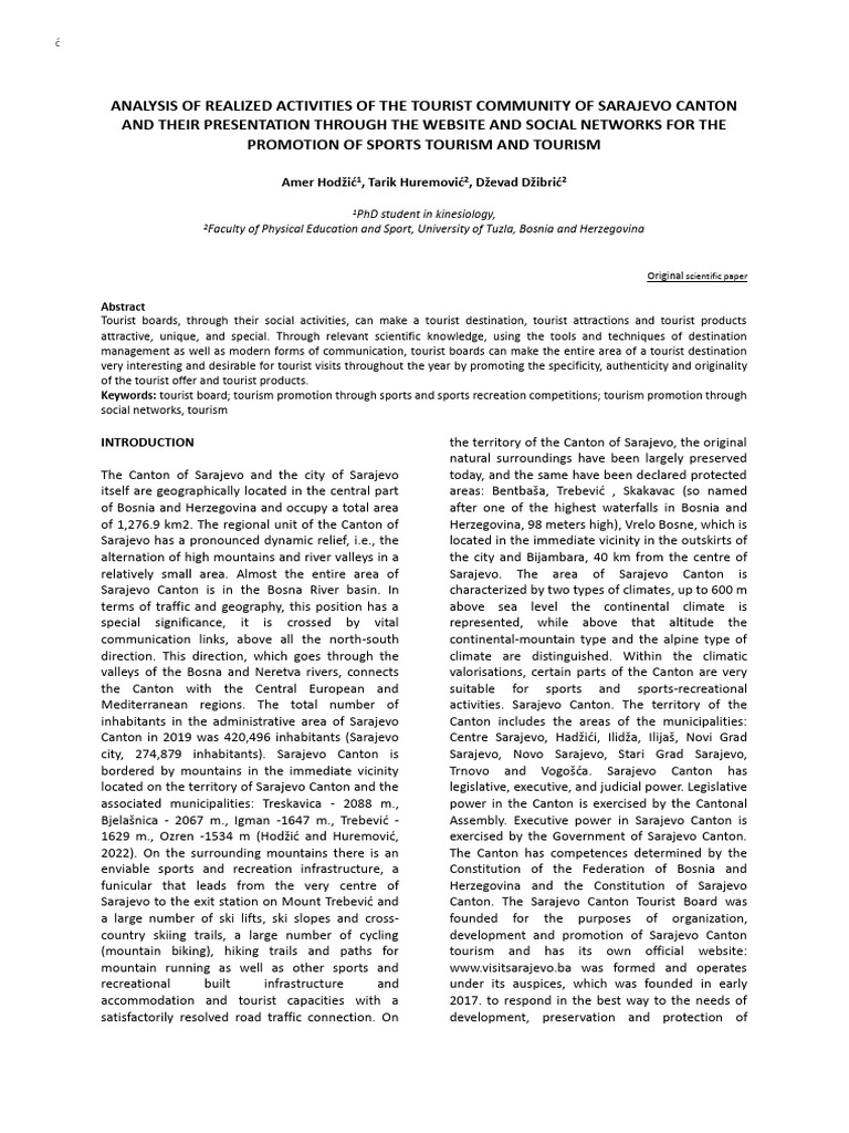 EBSCO FullText 2024 10 02 | PDF | Tourism | Sarajevo