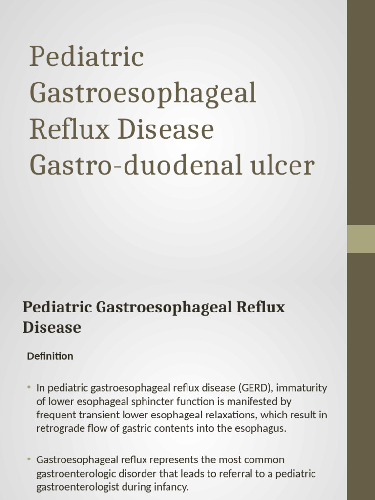 Pediatric GERD and Peptic Ulcer Insights | PDF | Gastroesophageal ...