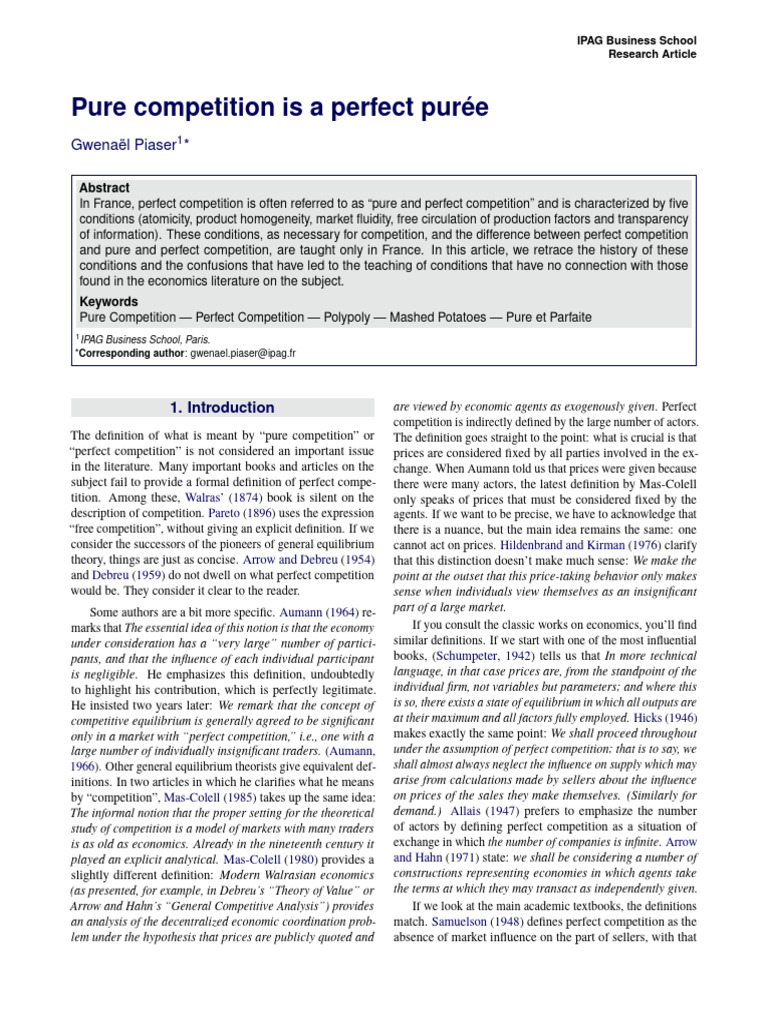 Understanding Pure Competition in France | PDF | Perfect Competition ...