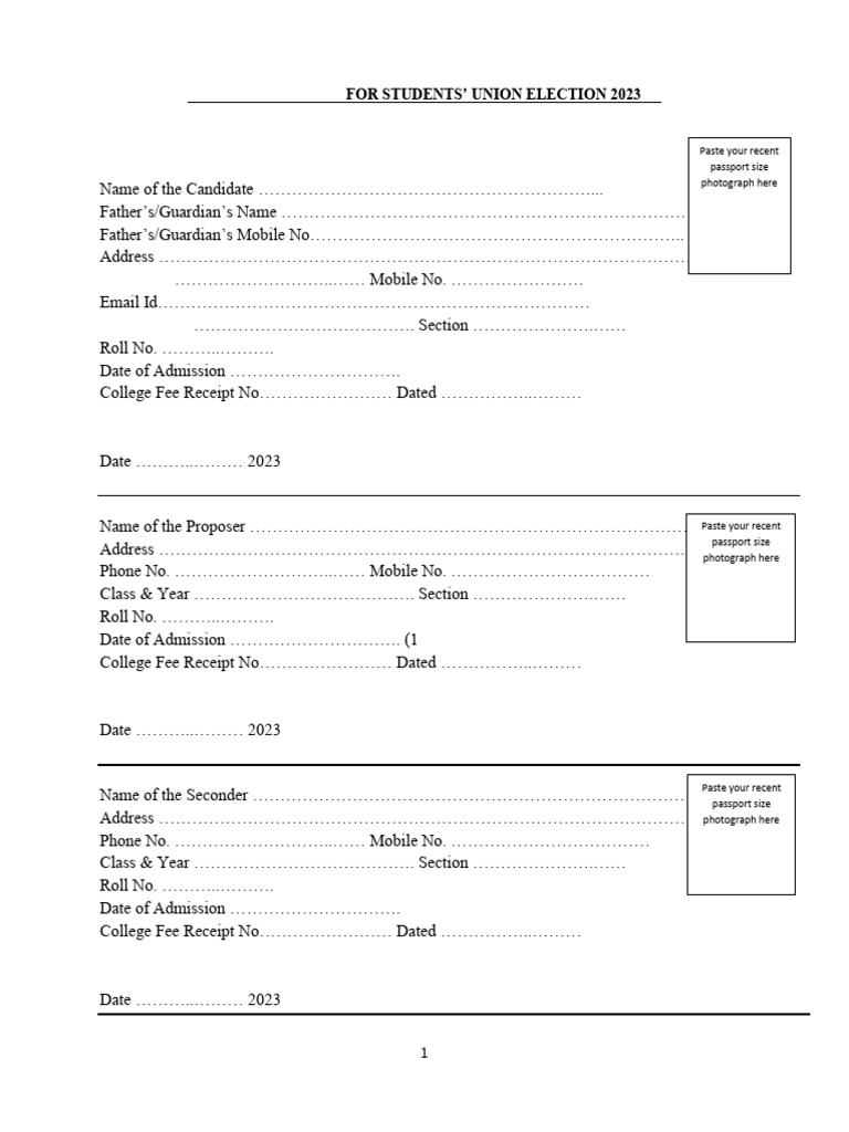 Election Nomination Form | PDF | Identity Document | Justice