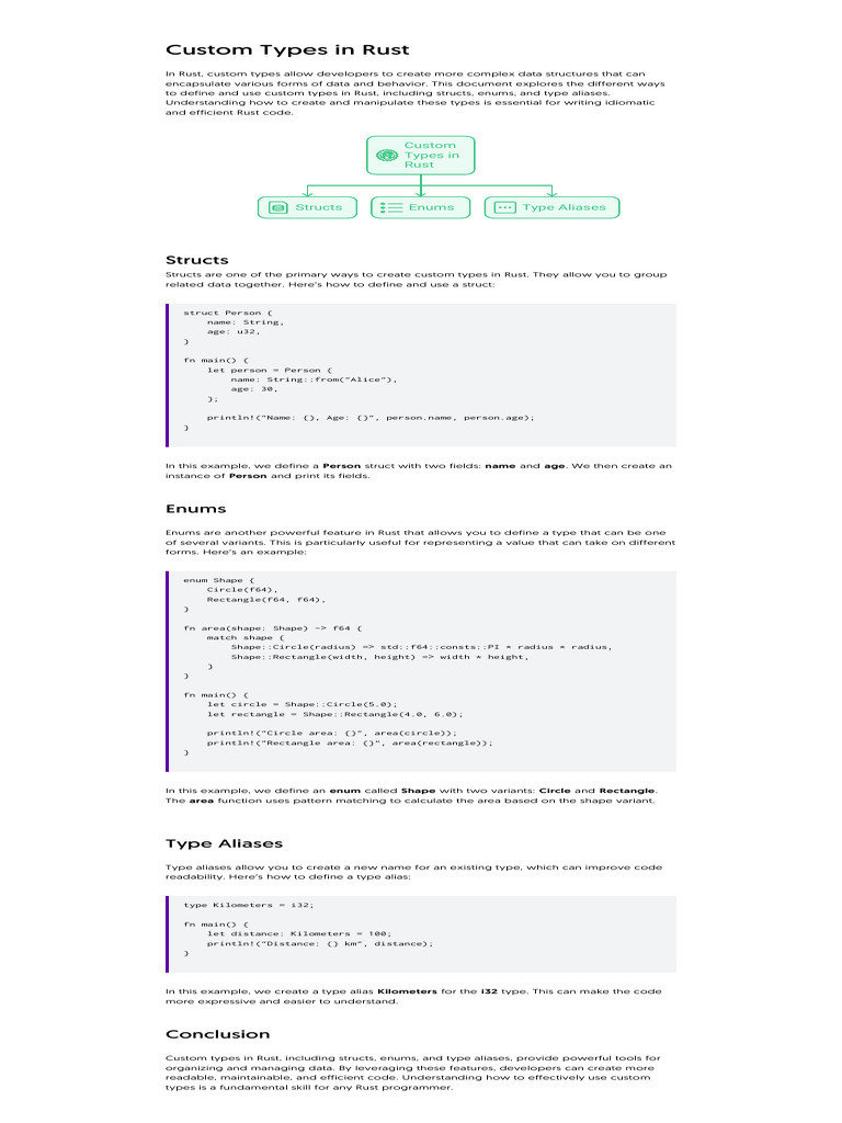 Custom Types in Rust | PDF | Area | Computing