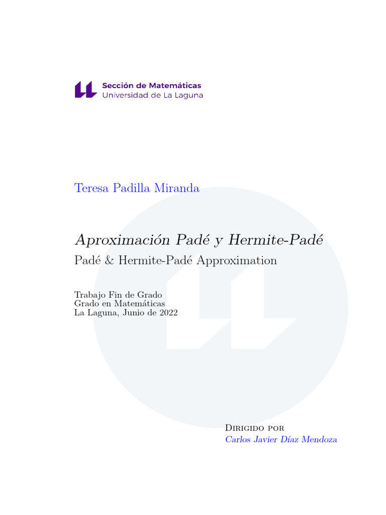 AproximaciónPadé&Hermite Padé | PDF | Función holomorfa | Función (Matemáticas)
