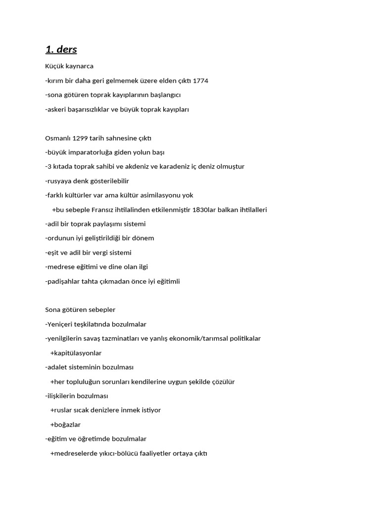 Inkılap Ders Notu | PDF