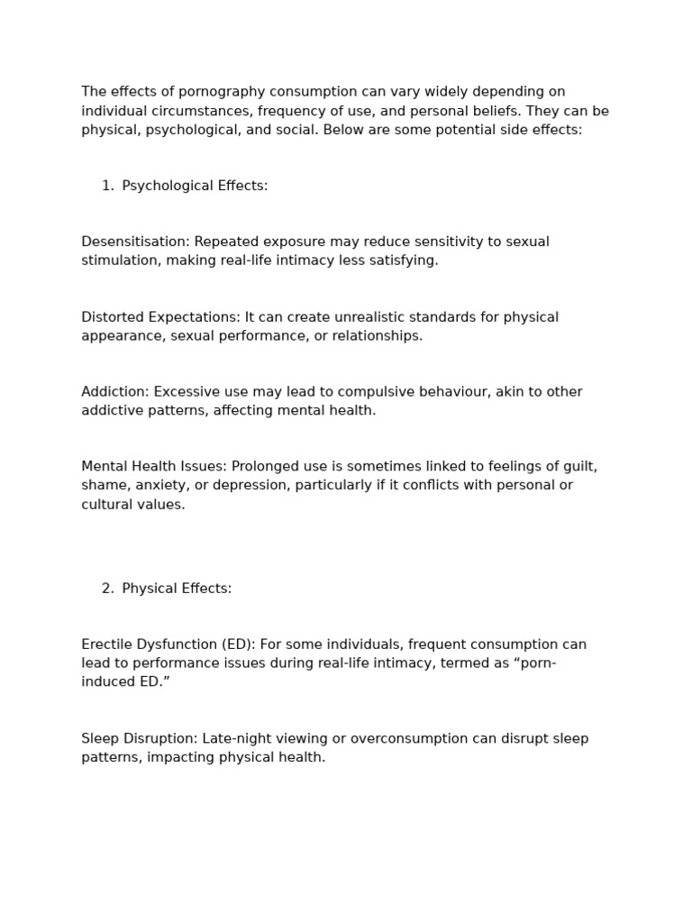 Pornography The Side Effects | PDF