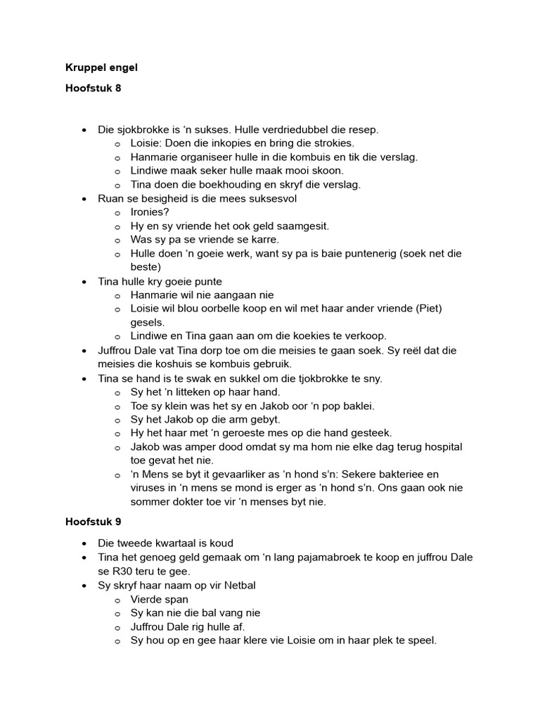 Kruppel Engel Opsomming (8-15) - 1 | PDF