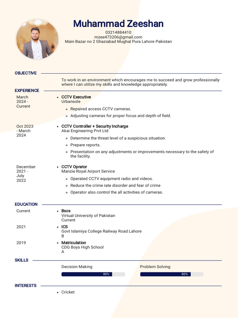 M Zeeshan CCTV CV. | PDF