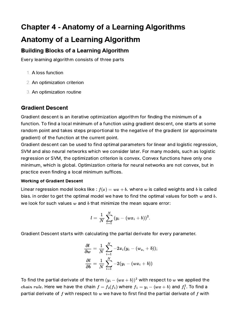 Learning Algorithm Anatomy Explained | PDF | Mathematical Optimization ...