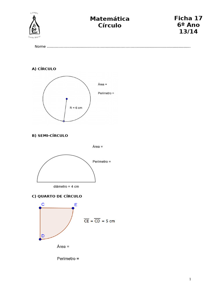 Ficha 17 - Círculo | PDF