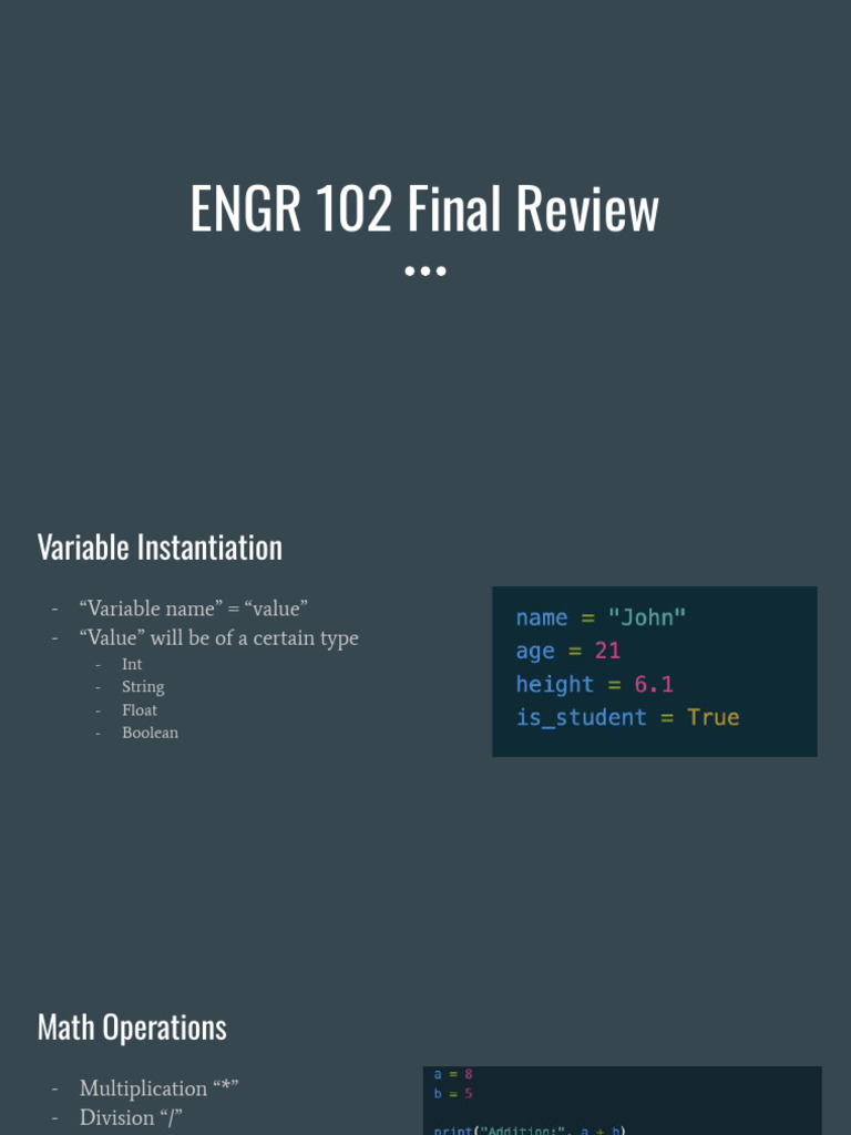 ENGR 102 - Final Review | PDF