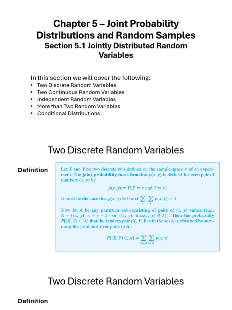 Lecture Ch5.1 Jointly Distributed Random Variables | PDF | Probability Distribution ...