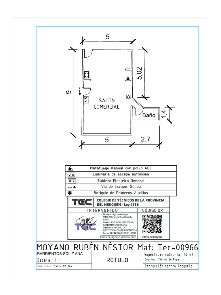 PLANO TIENDA DE ROPA AZUL CIELO 045308+FDO Certificado | PDF