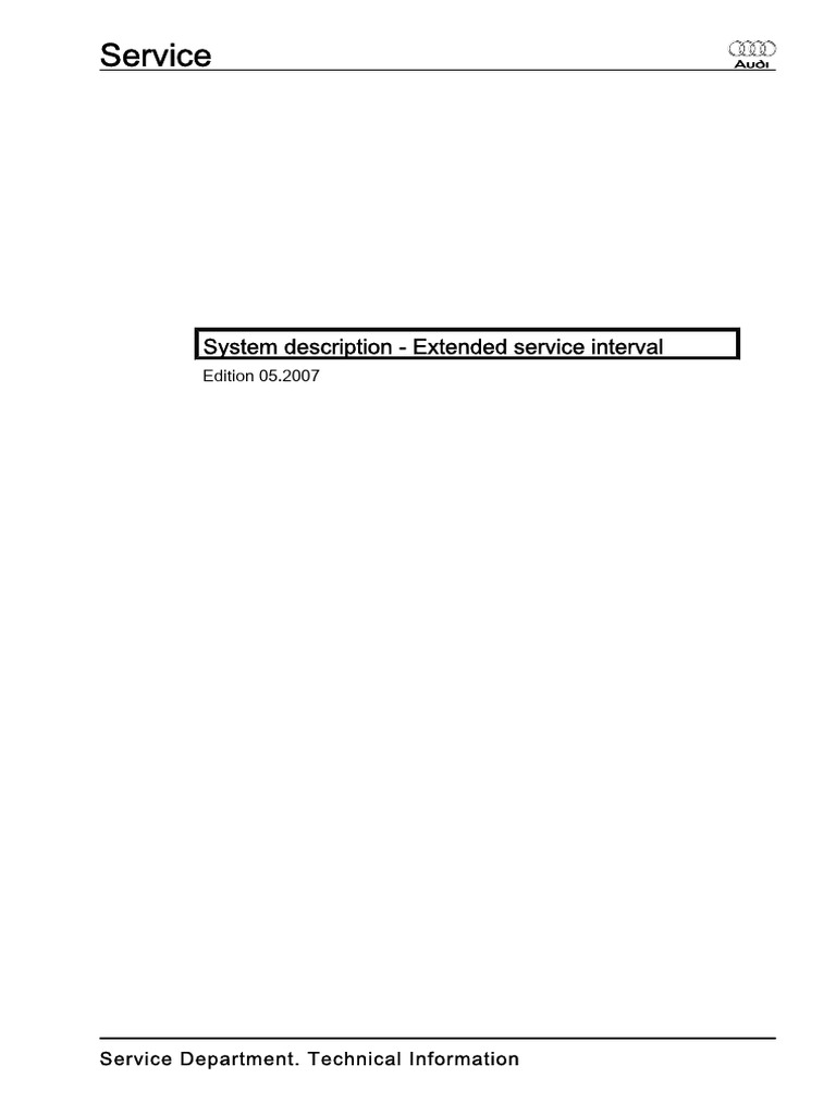 System Description - Extended Service Interval | PDF | Speed | Motor Oil