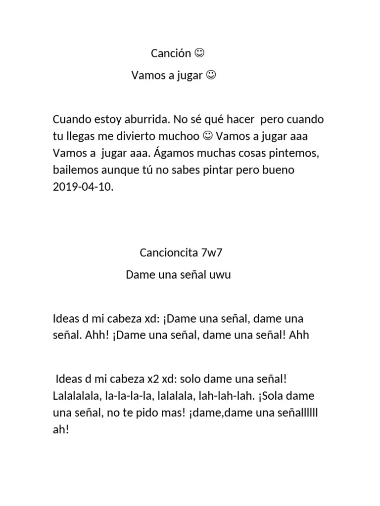 Canción-Vamos A Jugar! | PDF