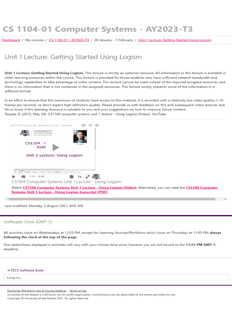 CS 1104-01 - AY2023-T3 - Unit 1 Lecture - Getting Started Using Logism ...
