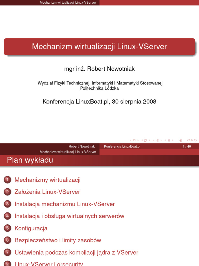Mechanizm Wirtualizacji Linux Vserver | PDF