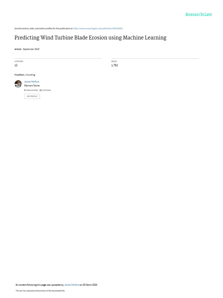 Predicting Wind Turbine Blade Erosionusing Machine Learning | PDF | Wind Turbine | Wound