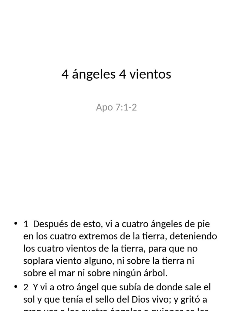Ángeles y Vientos en Apocalipsis 7 | PDF