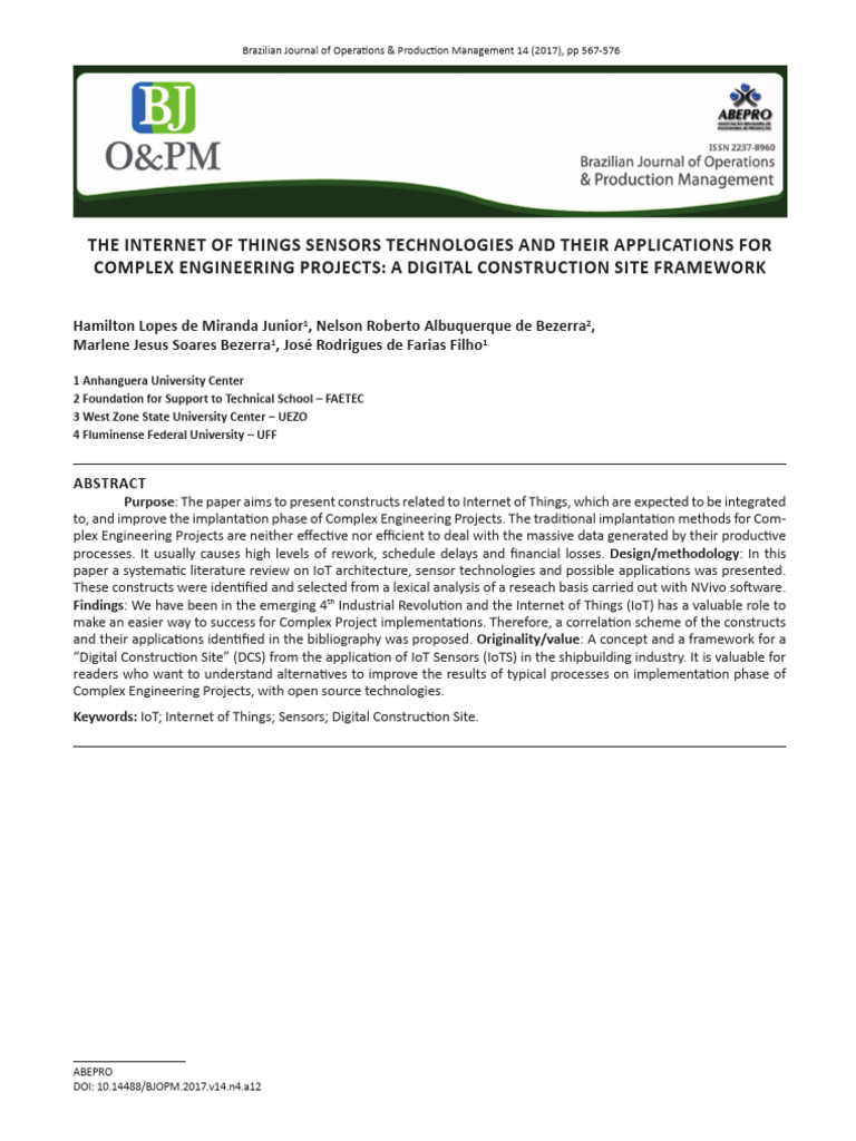 The Internet of Things Sensors Technologies and TH | PDF | Internet Of Things | Cloud Computing