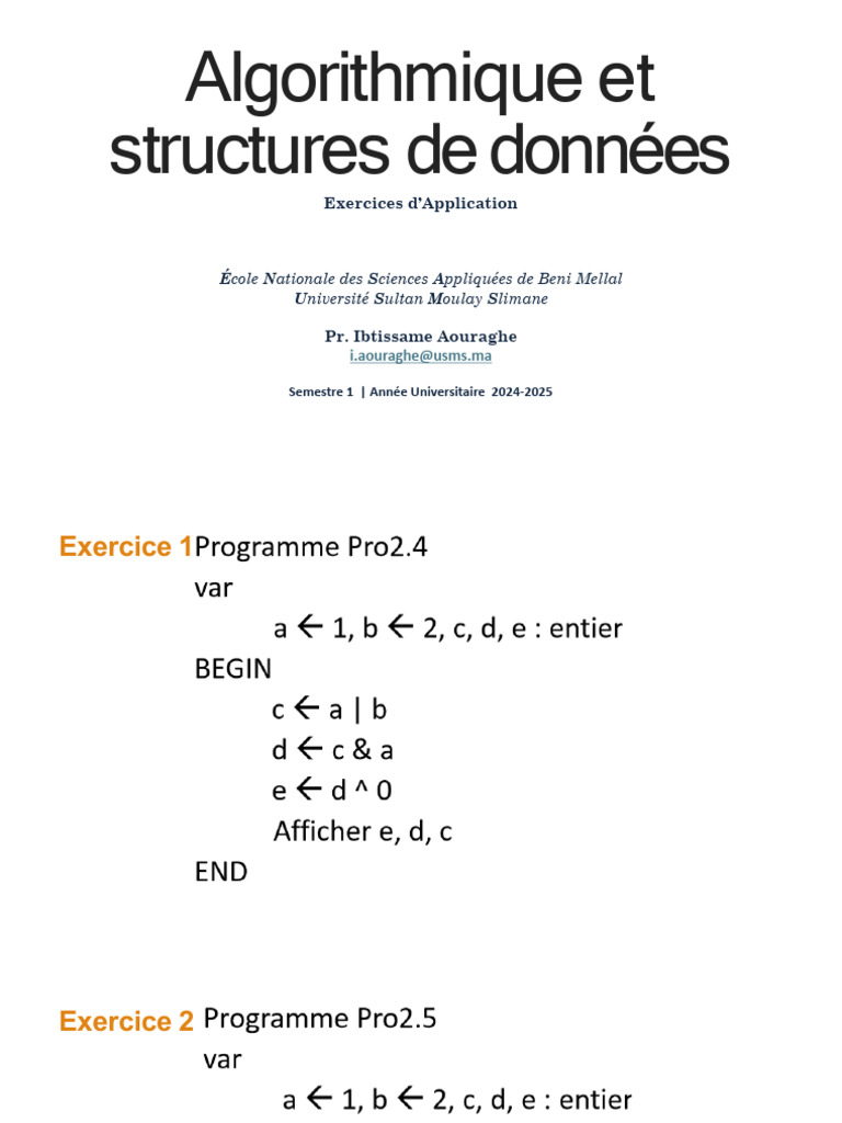 Exercices de Cours | PDF | Programmation informatique | Informatique