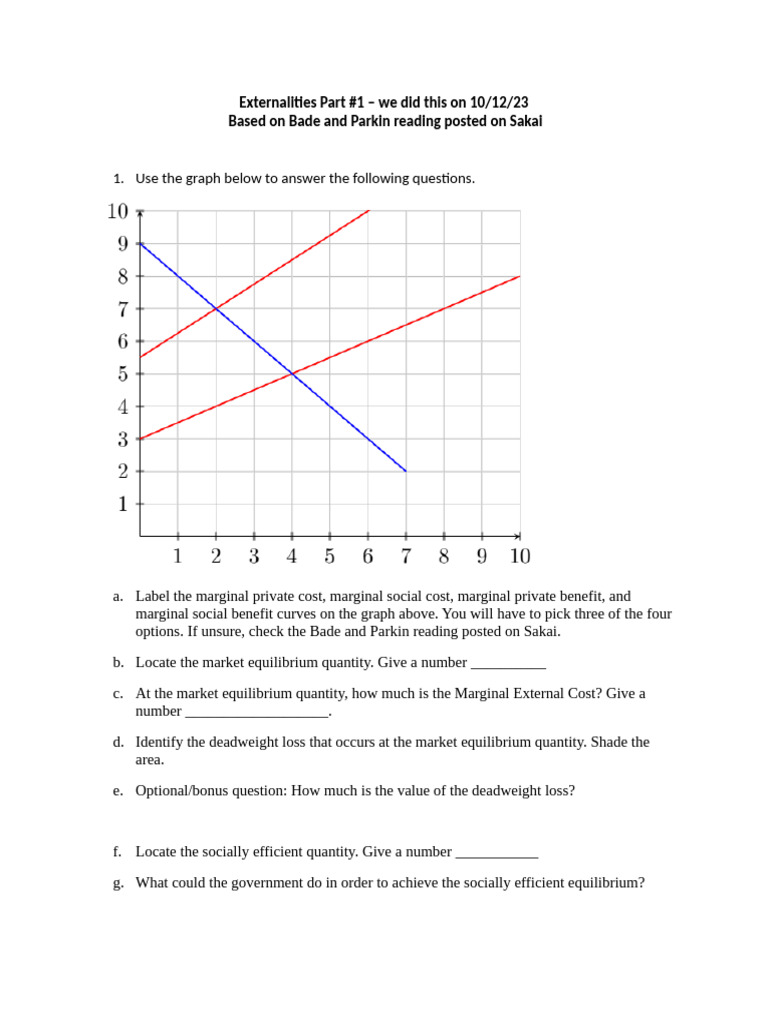 Externalities Worksheet | PDF