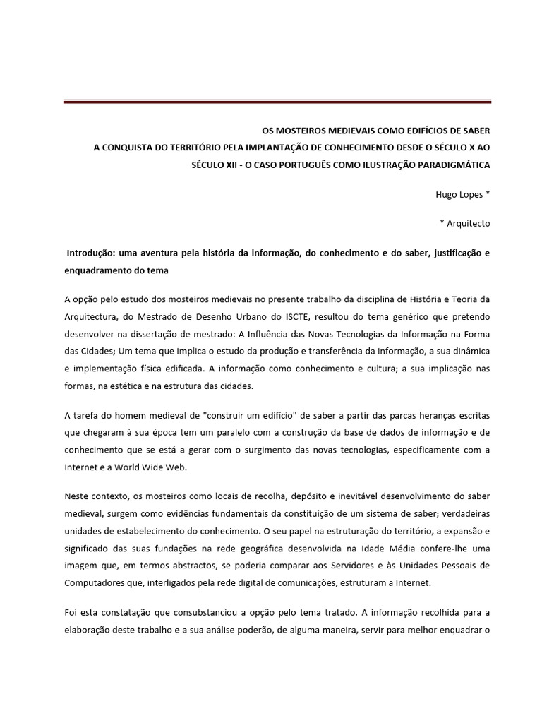 Os Mosteiros Medievais Como Edifícios de Saber, A Conquista Do ...