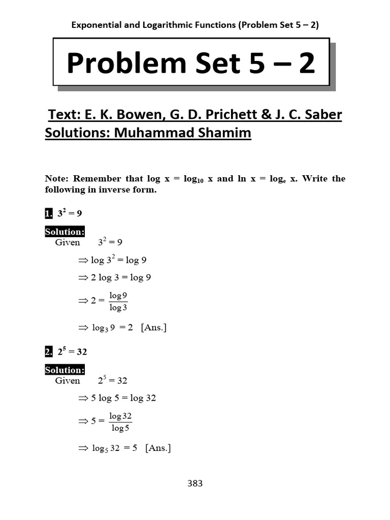 5.2 Problem Set 5 - 2 | PDF | Logarithm | Mathematics