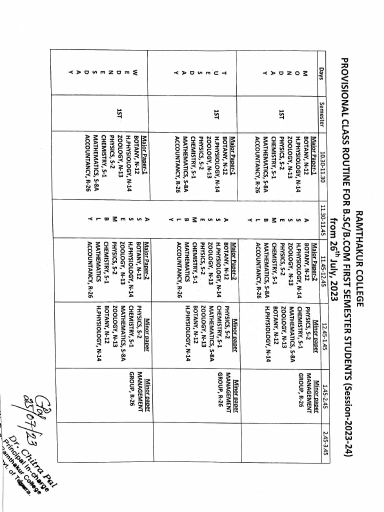 BCOM, BSC Class Routine For First Semester Students - 25-Jul-2023 13-40-34 | PDF