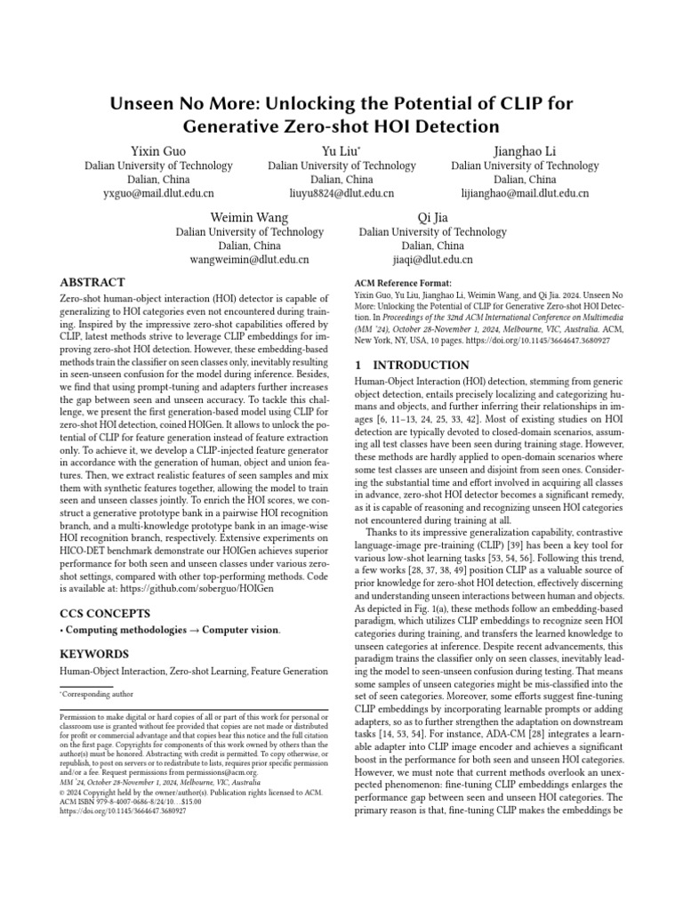 8.unseen No More - Unlocking The Potential of CLIP For Generative Zero-Shot HOI Detection | PDF ...