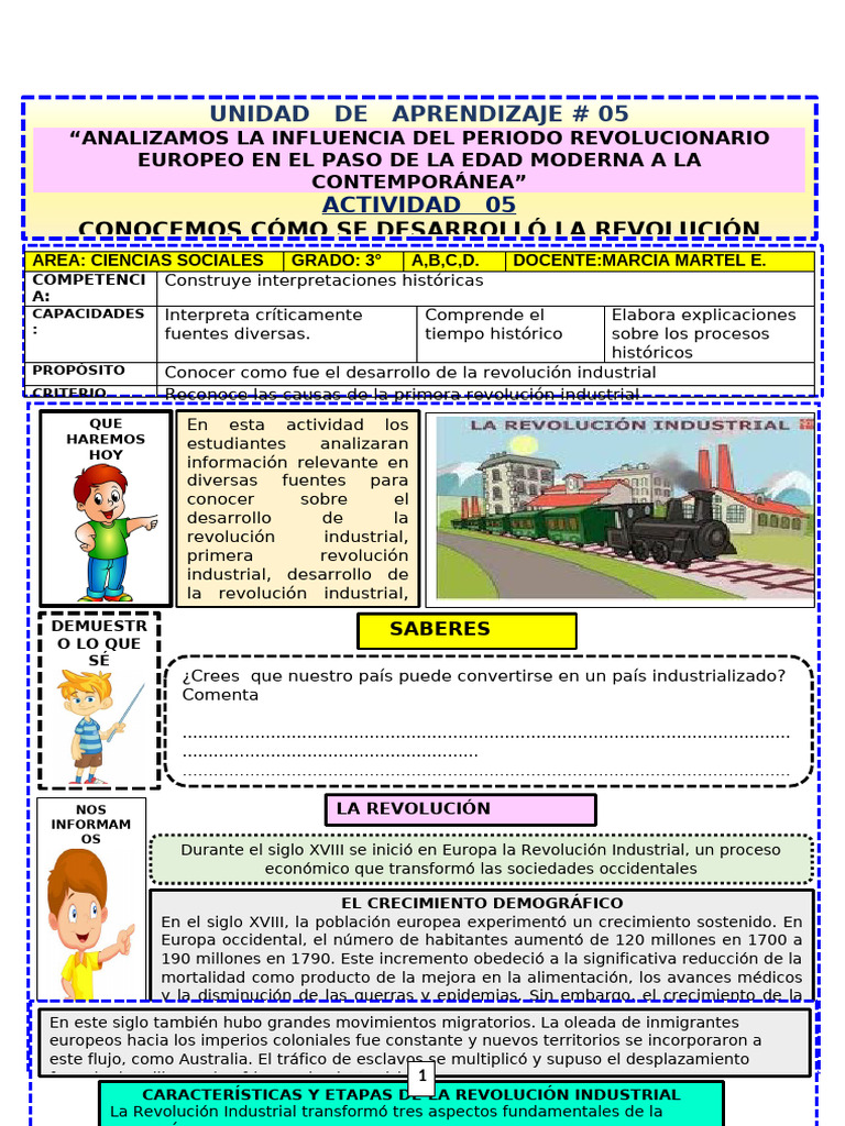 Actividad 5 Ccss. Virtual 2024 3ro | PDF | Industria textil | Revolución industrial