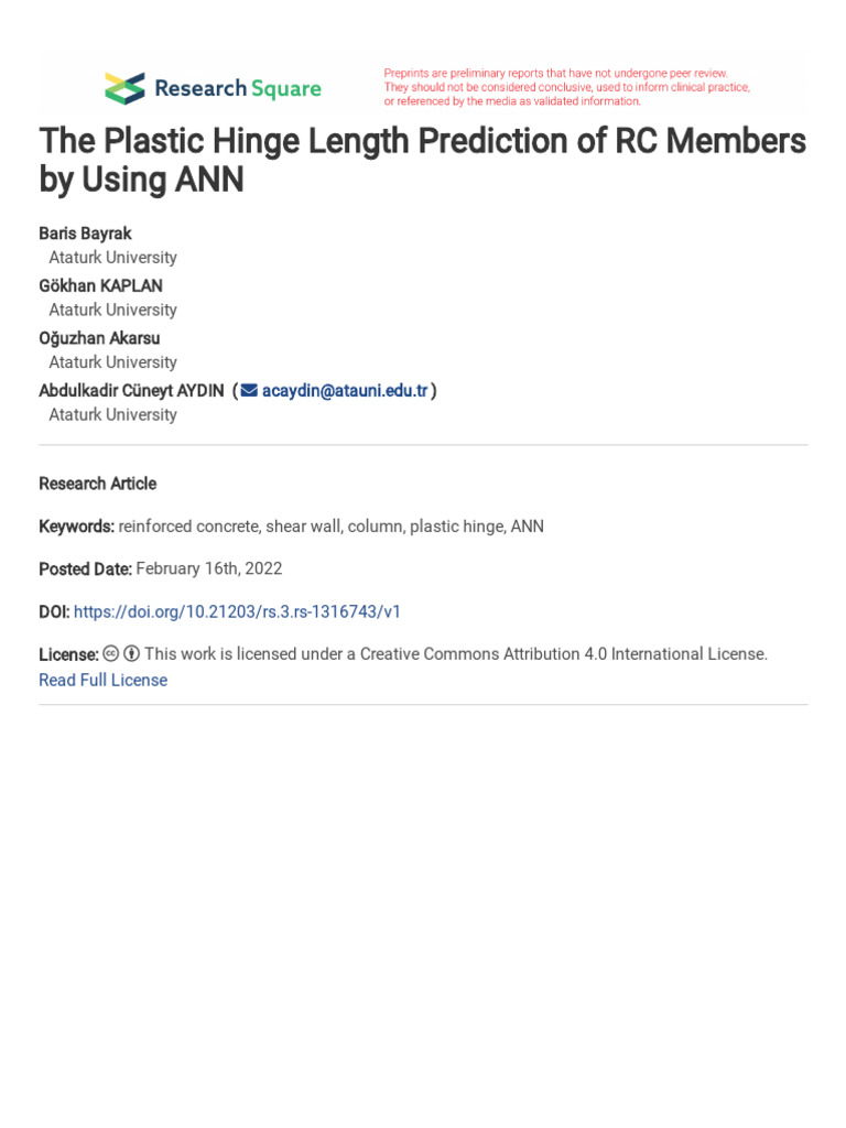 The Plastic Hinge Length Prediction of RC Members | PDF | Beam ...