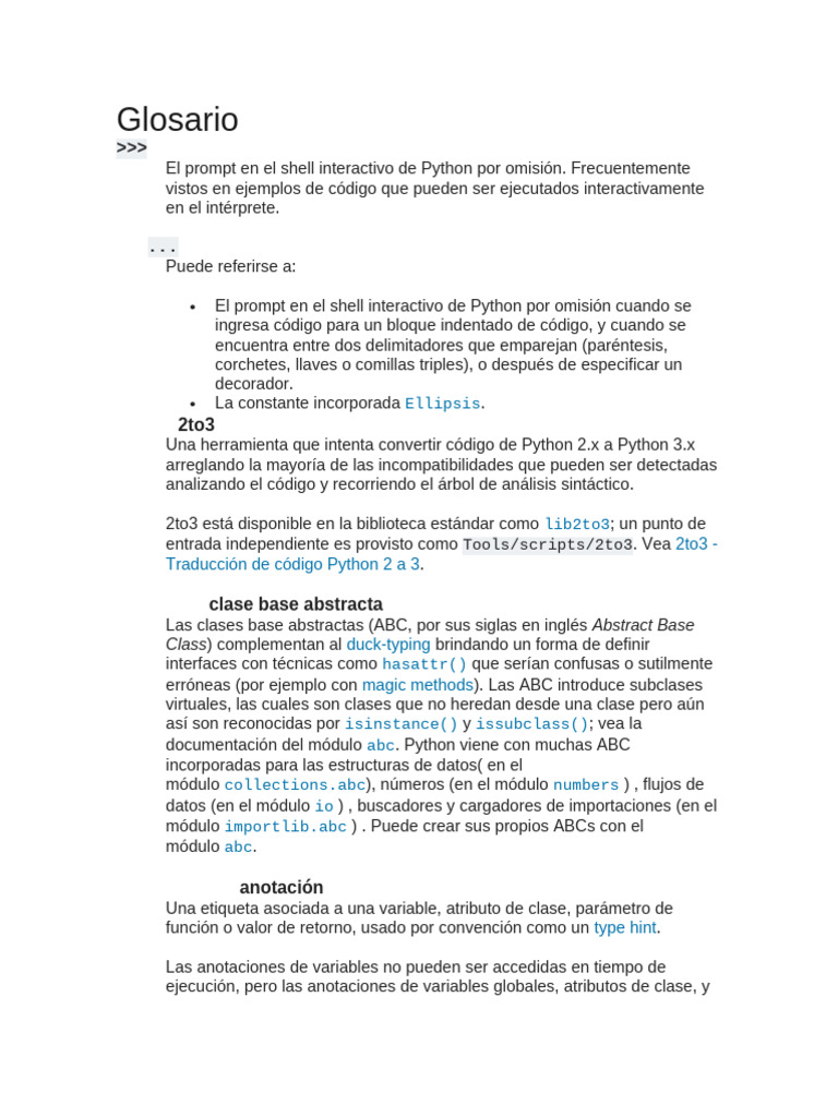 Glosario de Python | PDF | Python (lenguaje de programación) | Objeto ... Glosario de Python | PDF | Python (lenguaje de programación) | Objeto ...