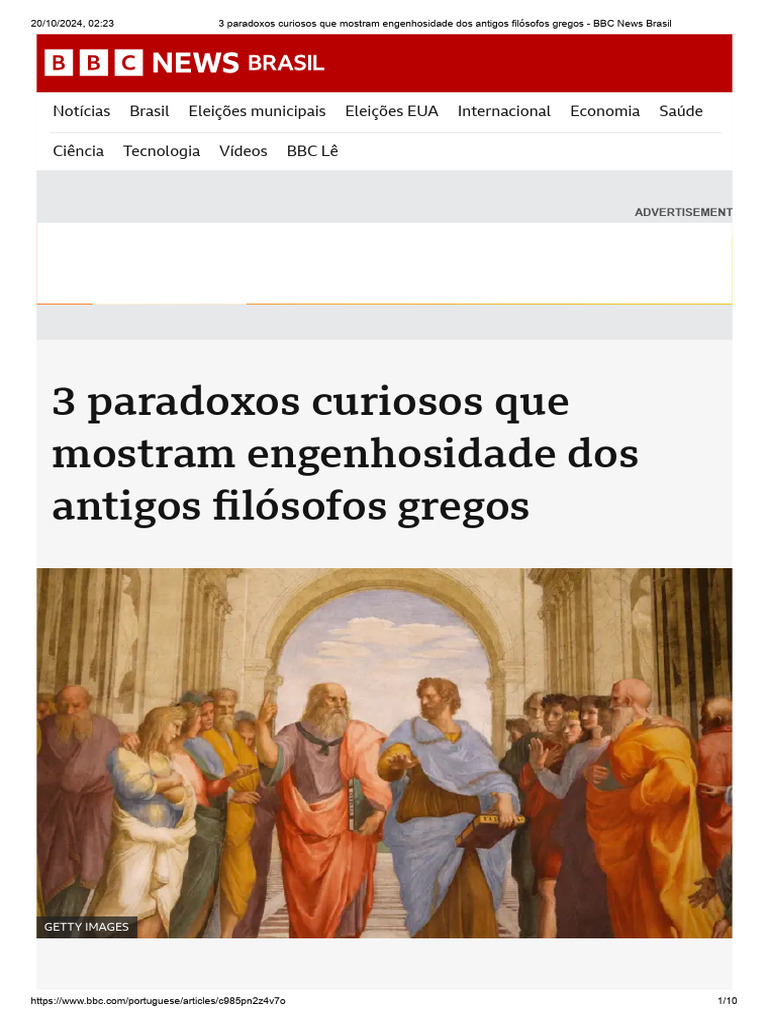 Paradoxos Engenhosos da Filosofia Grega | PDF