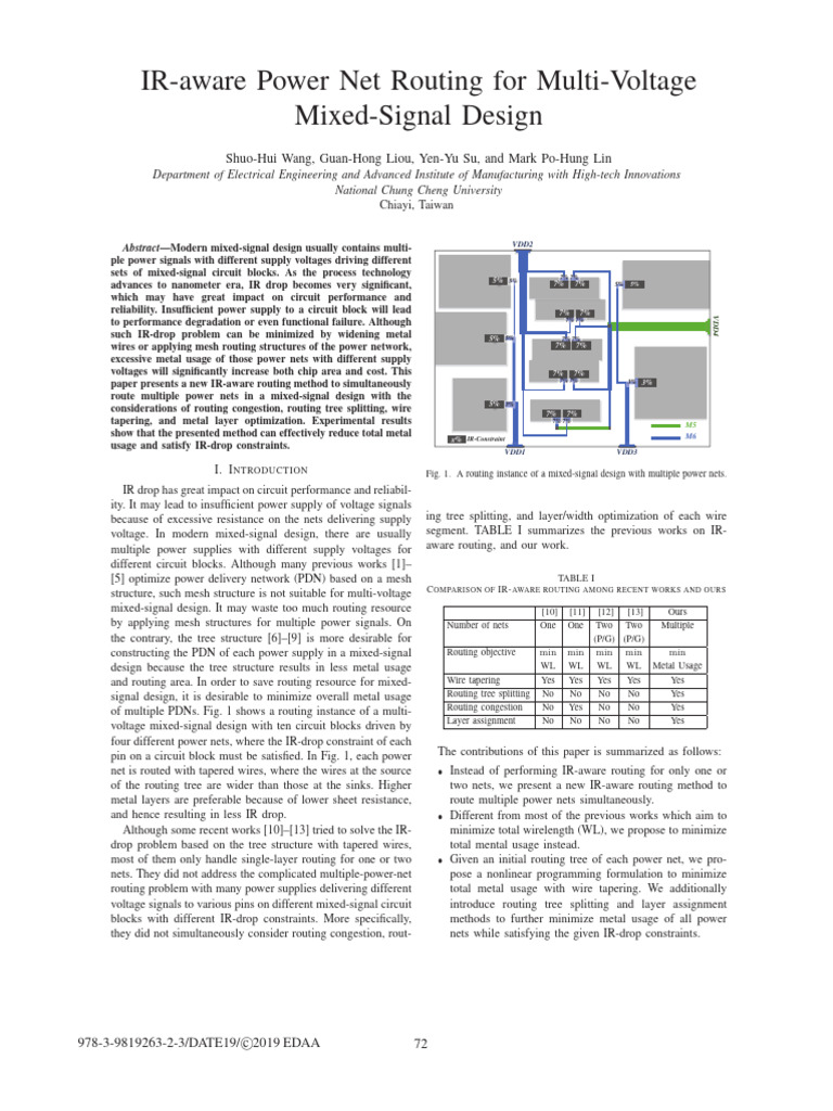 IR-aware Power Net Routing For Multi-Voltage Mixed-Signal Design | PDF ...