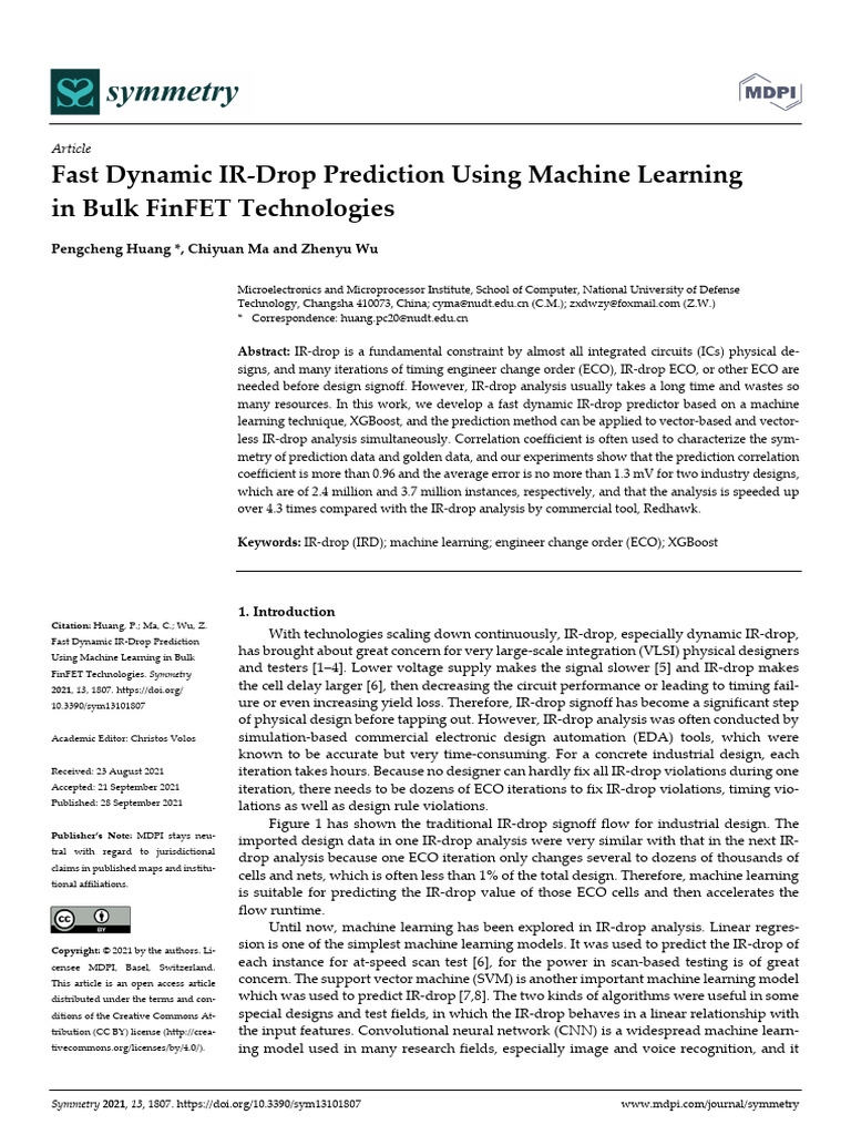Fast Dynamic Ir Drop Prediction Using Machine Lear Pdf Machine Learning Root Mean Square