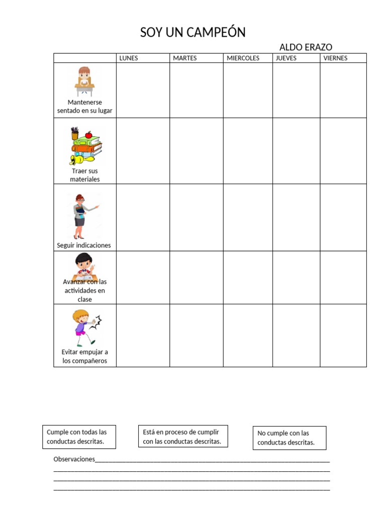 Programa Conductual de Aldo | PDF