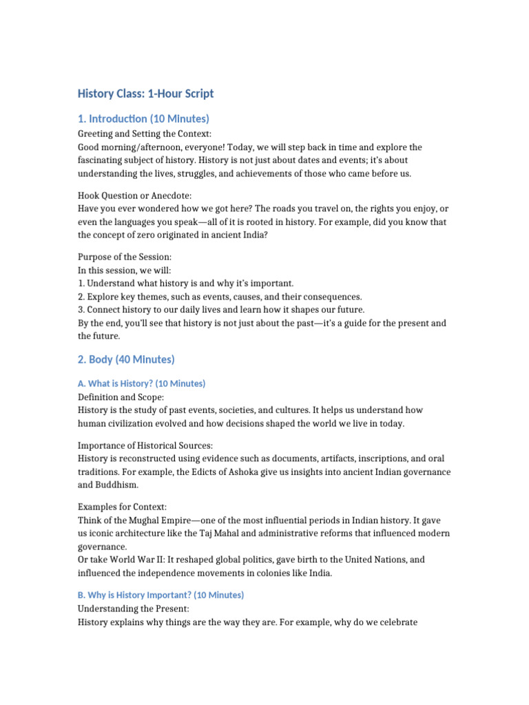 History Class Script | PDF | Liberal Arts Education