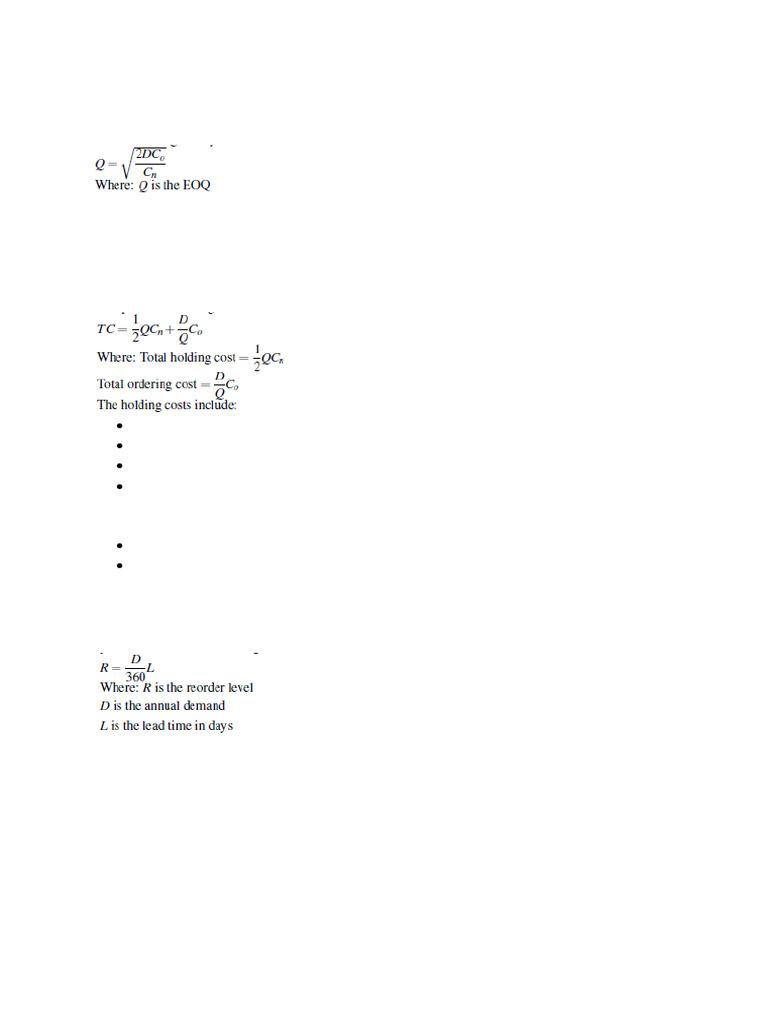 Basic Eoq Model Additional Notes Pdf 6547