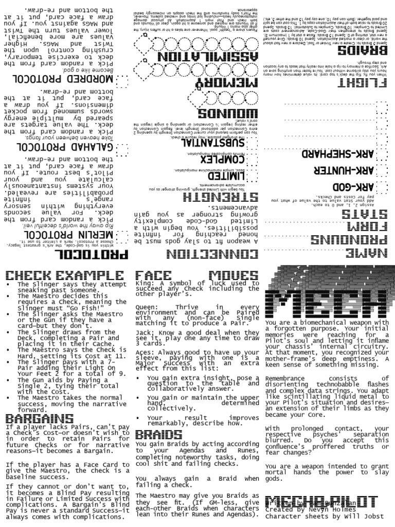 THE MECH Character & Reference Sheets - Trifold | PDF
