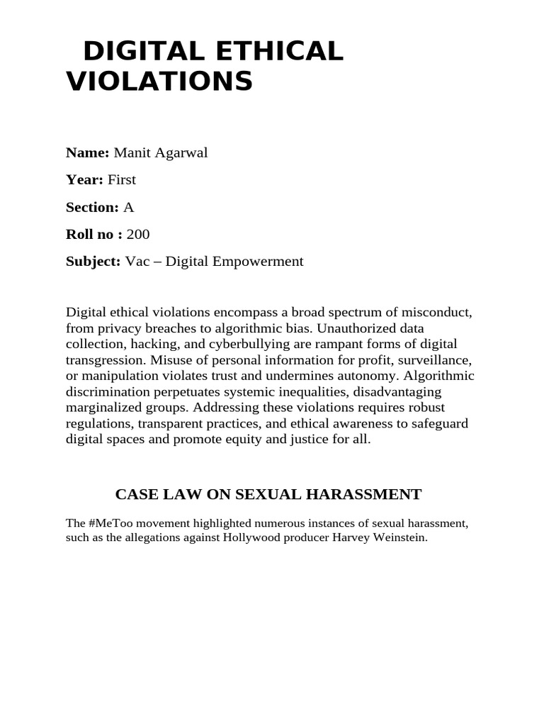 DIGITAL ETHICAL VIOLATIONS VAC project | PDF | Copyright Infringement ...