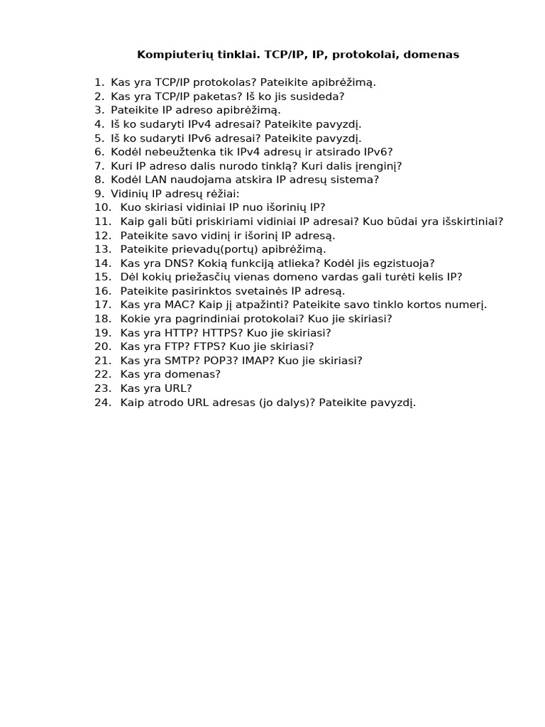 Kompiuterių Tinklai. TCP. IP J Protokolai J Domenas | PDF