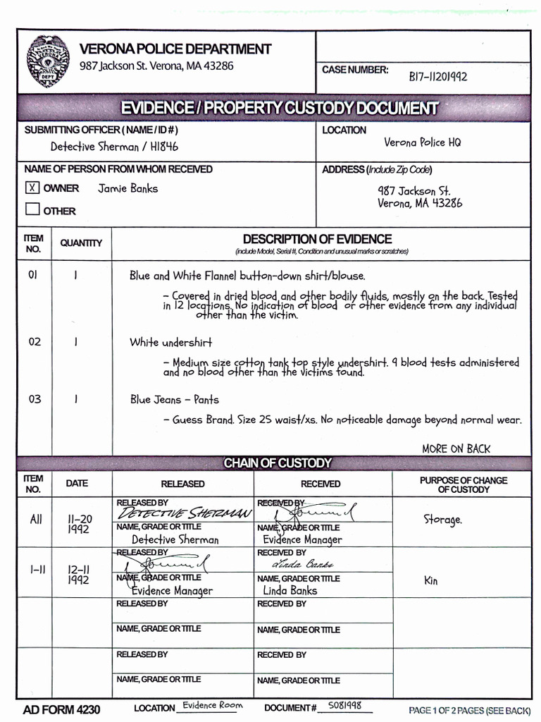 Jaime Banks - Evidence Document | PDF