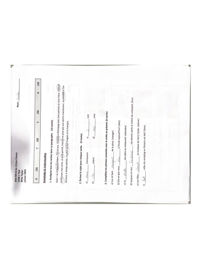 OVS FSF1D Gr. 9 Core French 2 | PDF