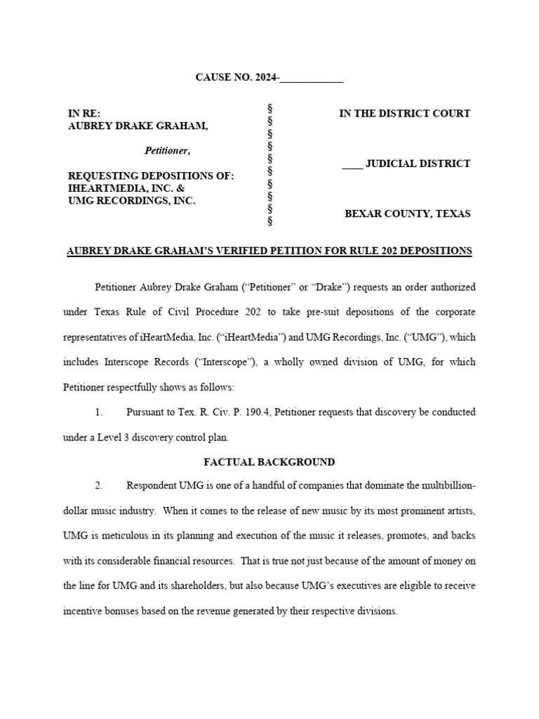 Drake v. UMG | PDF | Deposition (Law) | Lawsuit