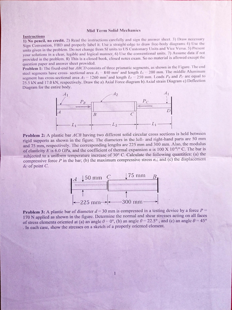 SolidMech MidSem | PDF | Solid Mechanics | Building Engineering