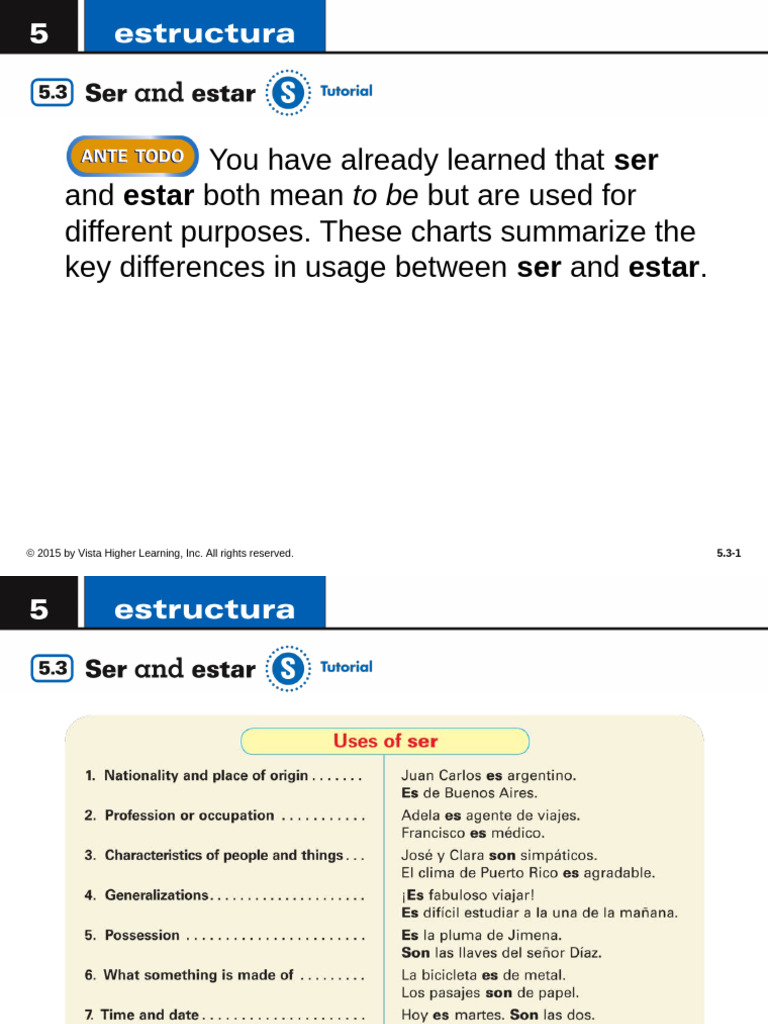 Slides On Ser and Estar | PDF