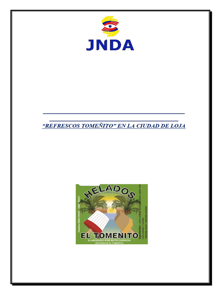 Plan de Negocios: Refrescos Tomeñito | PDF | Calidad (comercial) | Mercado (economía)