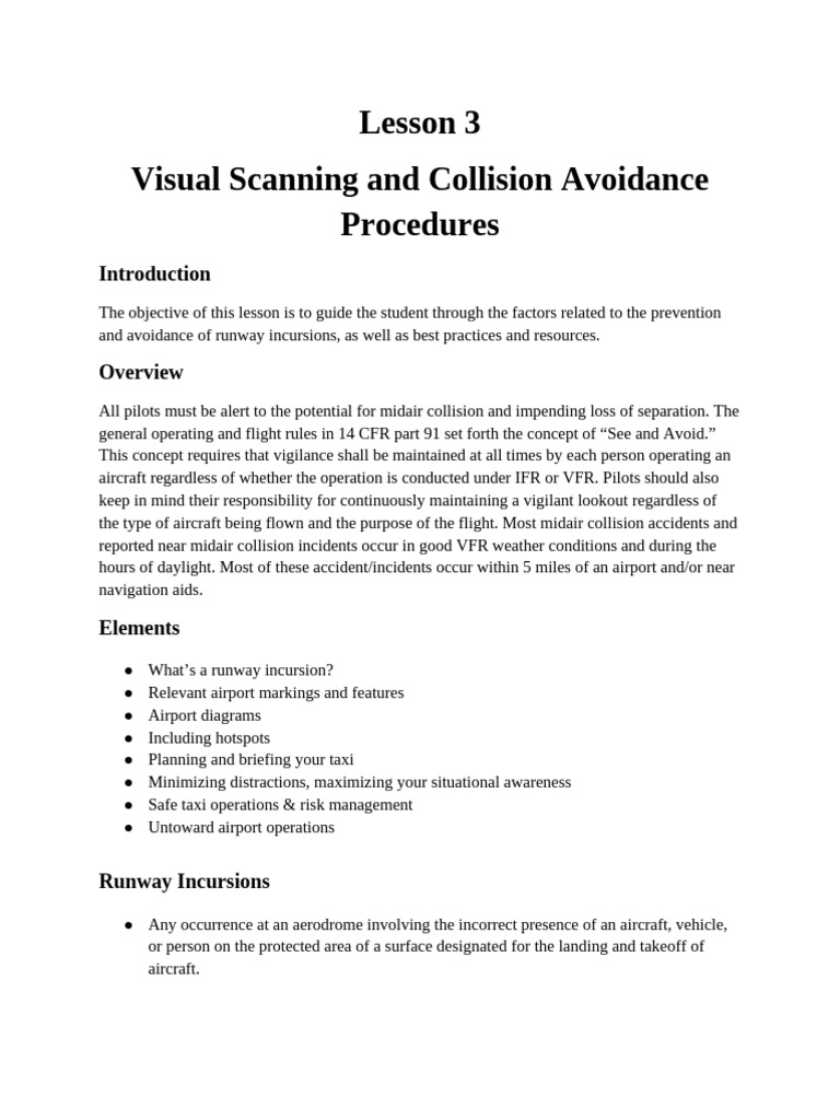 3 Visual Scanning and Collision Avoidance | PDF | Airport | Runway